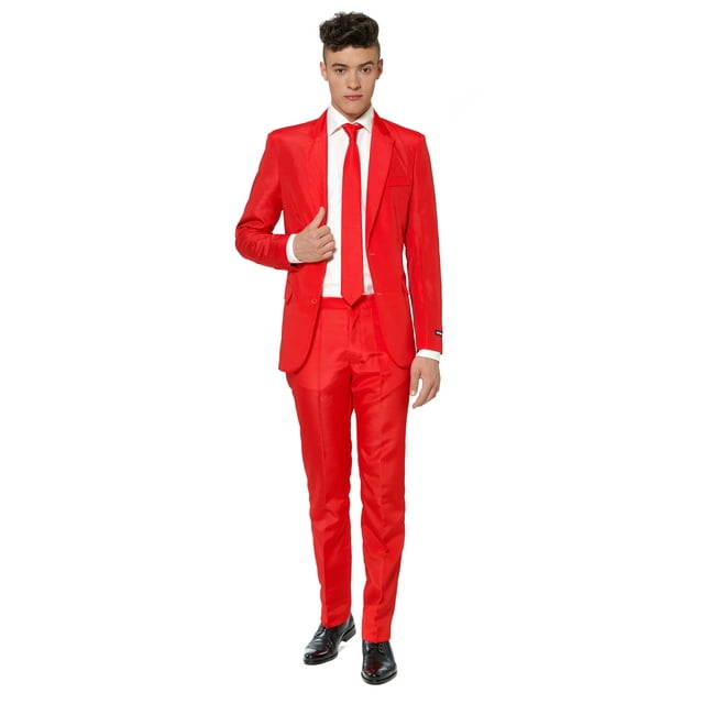 Suitmeister Men's Solid Red Slim Fit Party Suit with Jacket, Pants, and ...