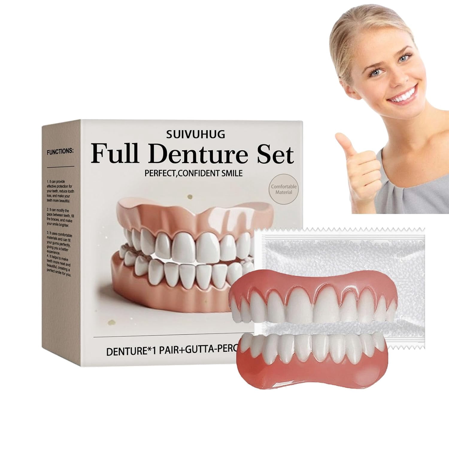 Suivuhug Silicone Reline Denture Set, Advanced Customized Full Denture ...