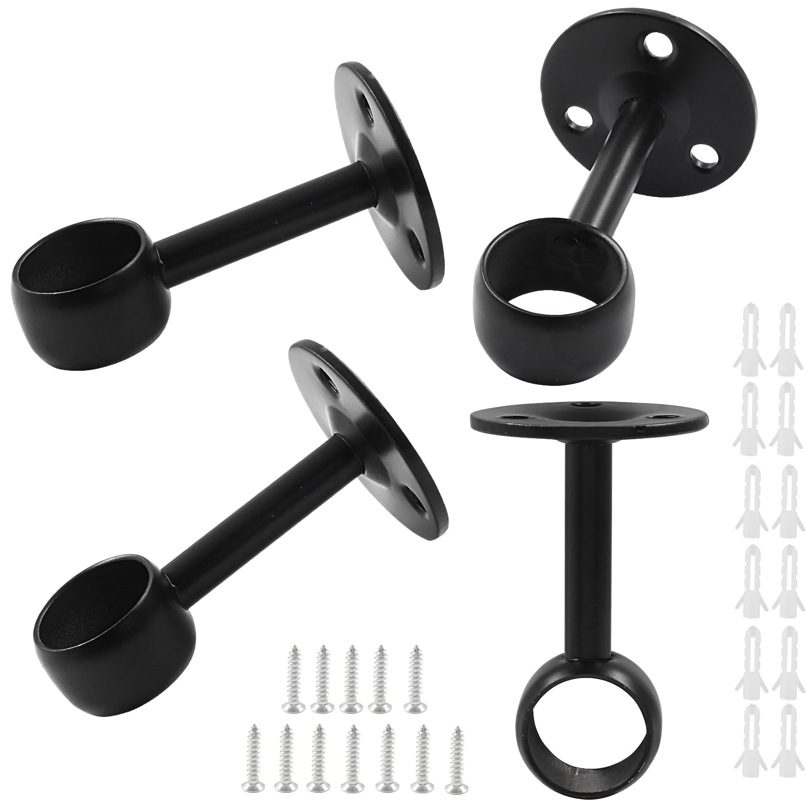 Suiwotin 4 Packs 3/4 Inch Closet Rod Holder Curtain Rod Support ...