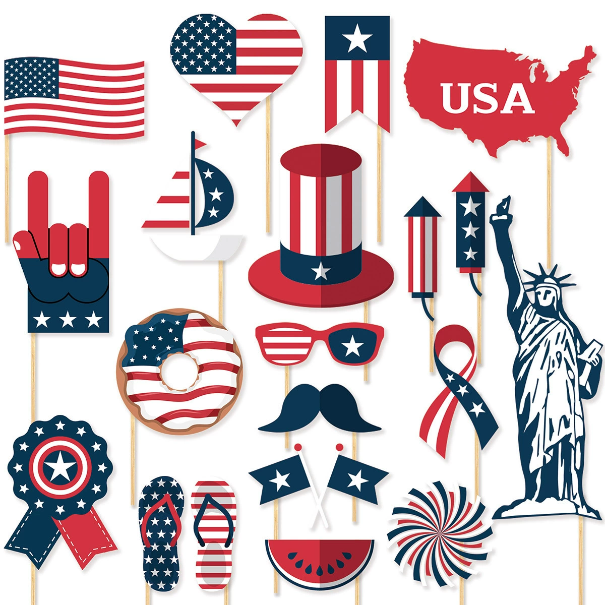 Suizaomo 20pcs 4th of July Funny Photo Props Kit, American Independence ...