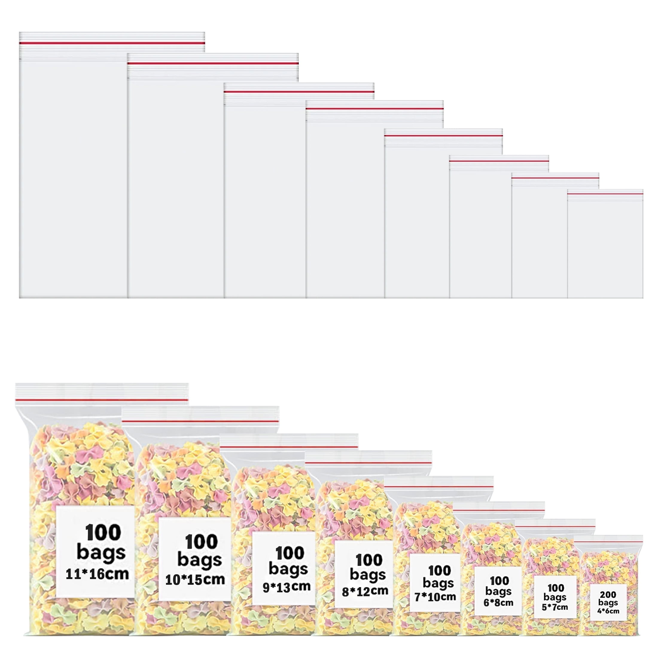 Suizaomo 900Pcs Clear Small Ziploc Bag for Jewelry Earring,8 Assorted ...