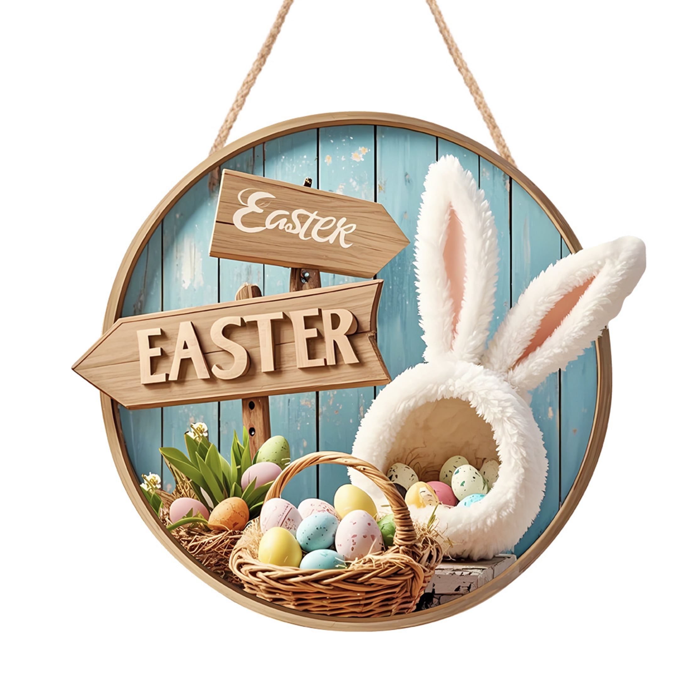 Suizaomo Easter Wooden Door Hanger Sign - 12x12 Inch Happy Easter Wall ...