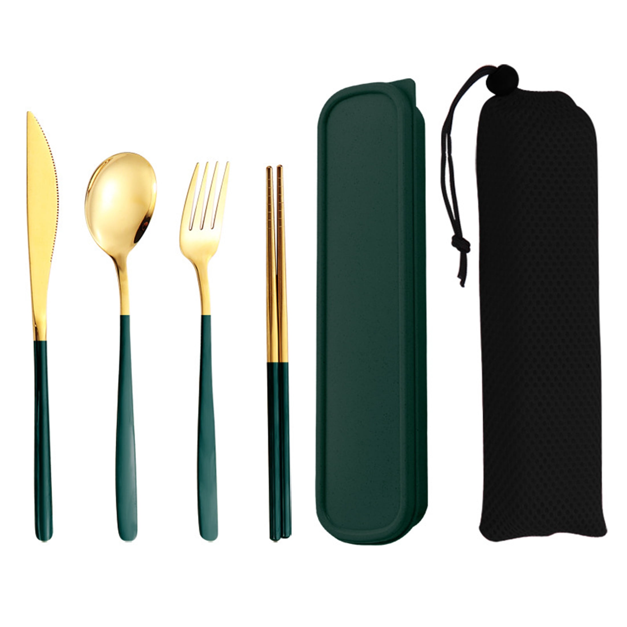 Suizaomo Portable Utensils Set with Case & Mesh Pouch, 4pcs Stainless ...