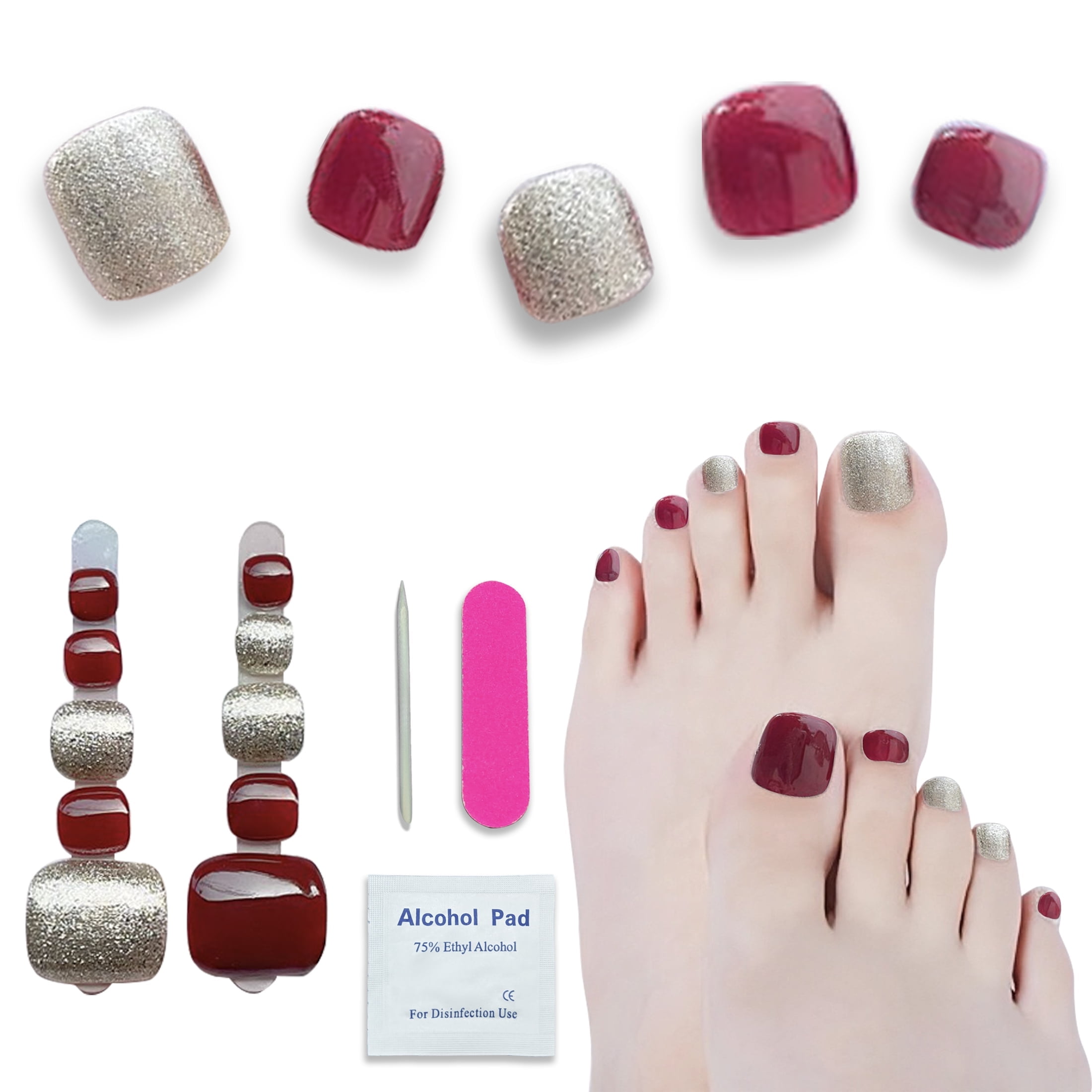 Suizaomo Press on Toenails Short French Tips Toe Nail Press ons Fake ...