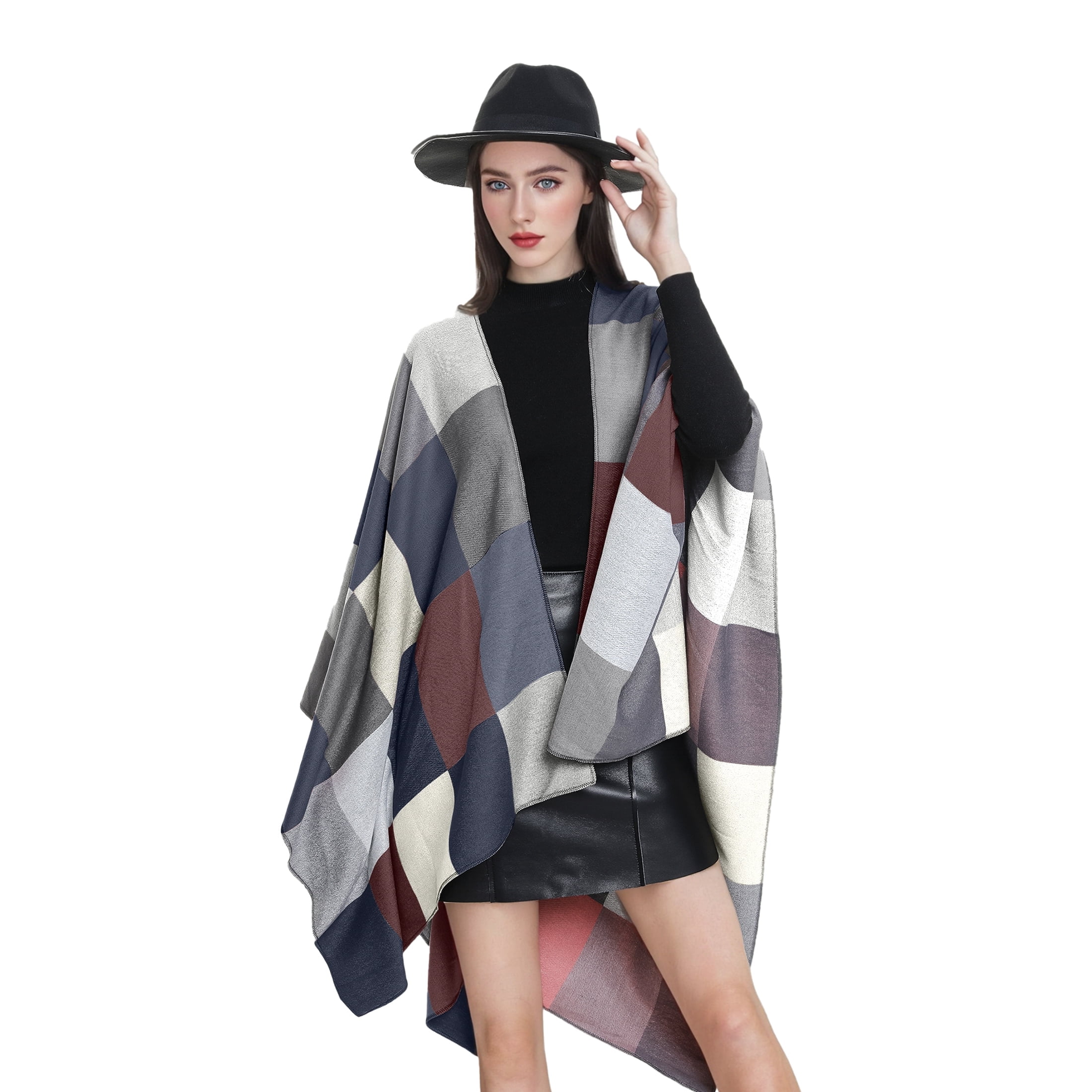 Suizaomo Women's Shawl Wraps Soft Open Front Poncho Cape Casual Cardigan Shawls Oversized ...