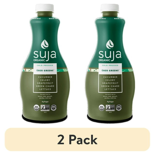 (2 pack) Suja Organic, Uber Greens Cold Pressed Juice Drink, 46 fl oz ...