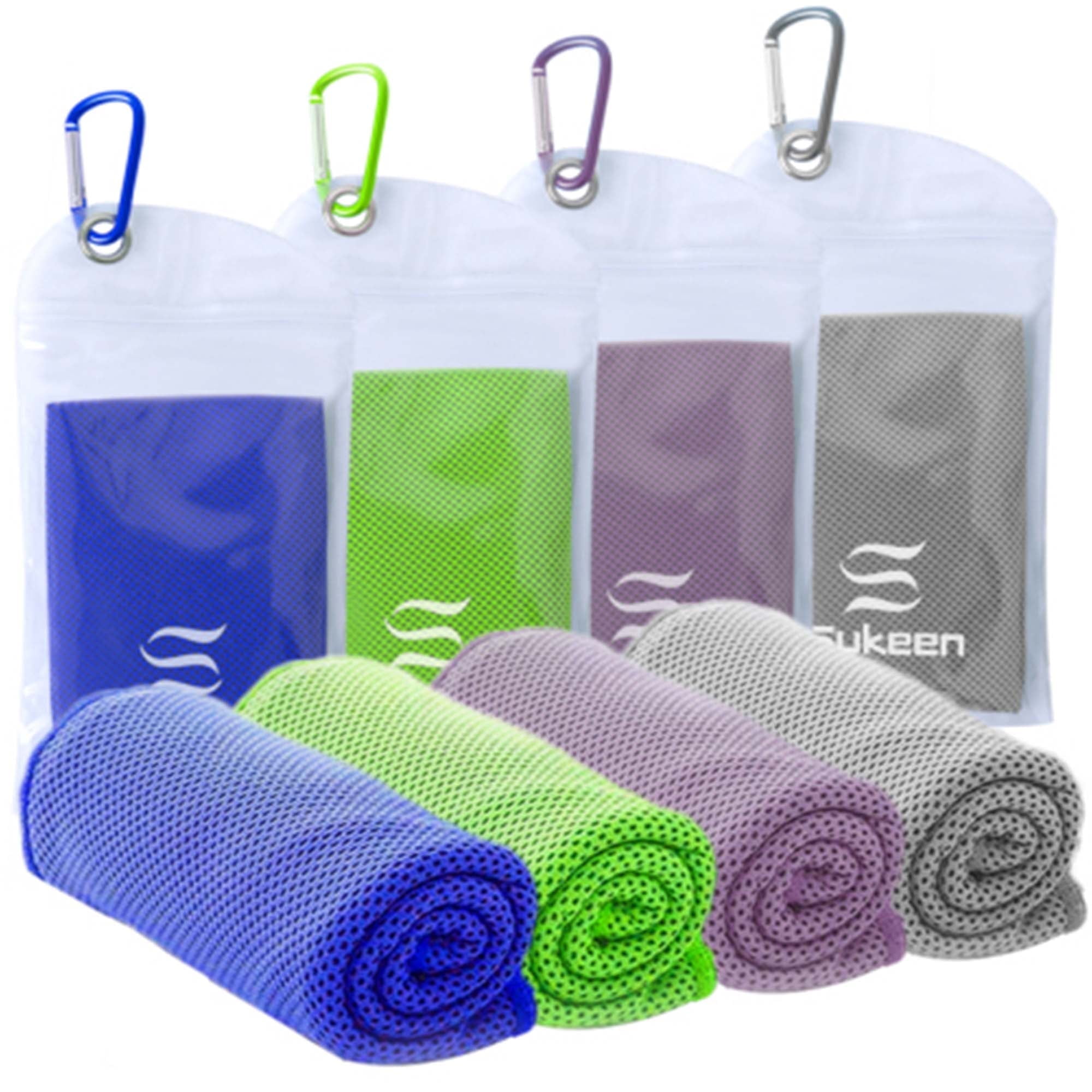 Sukeen 4 Packs Cooling Towel (40"x12") for Yoga, Sport, Gym, Camping ...