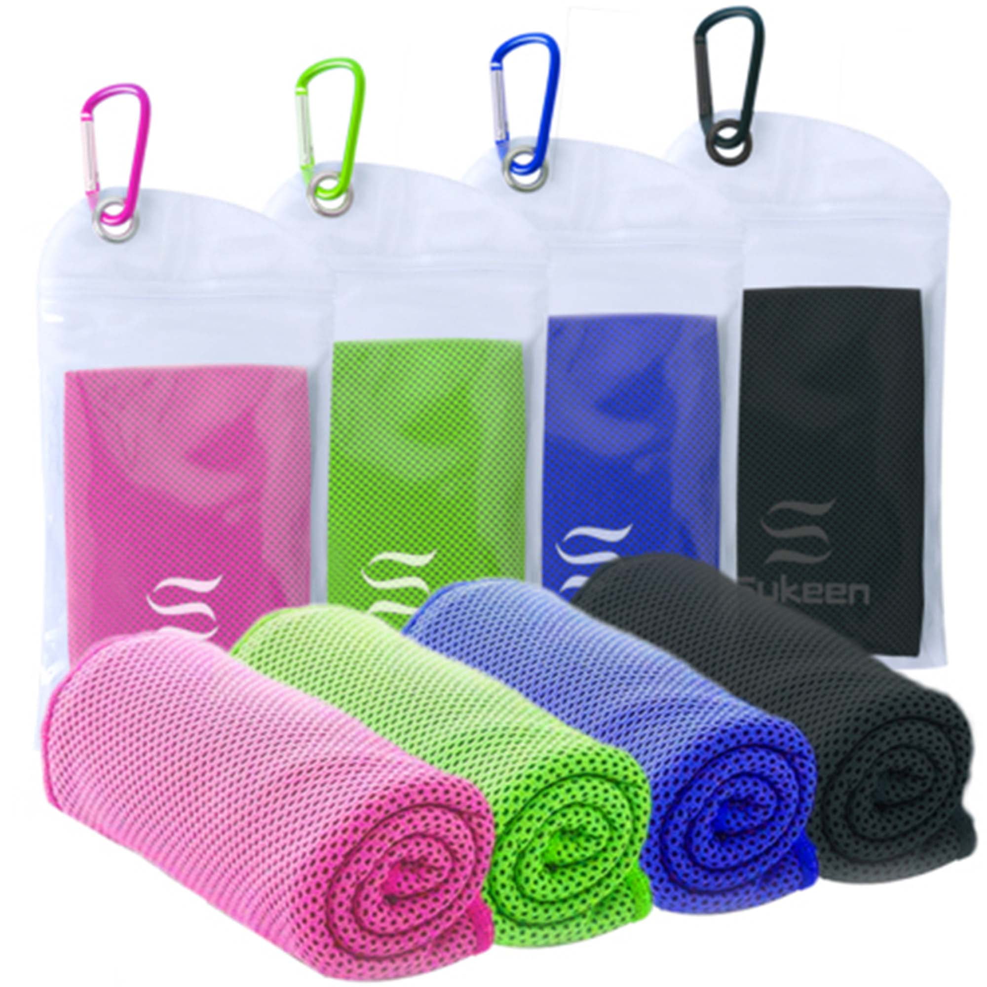 Sukeen Cooling, Soft Breathable Microfiber Towel, with 4 Carabiners ...