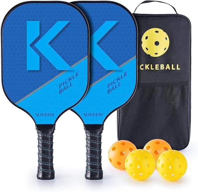 Sukeen Pickleball Paddles for Men Women (Set of 2), Fiberglass Surface ...
