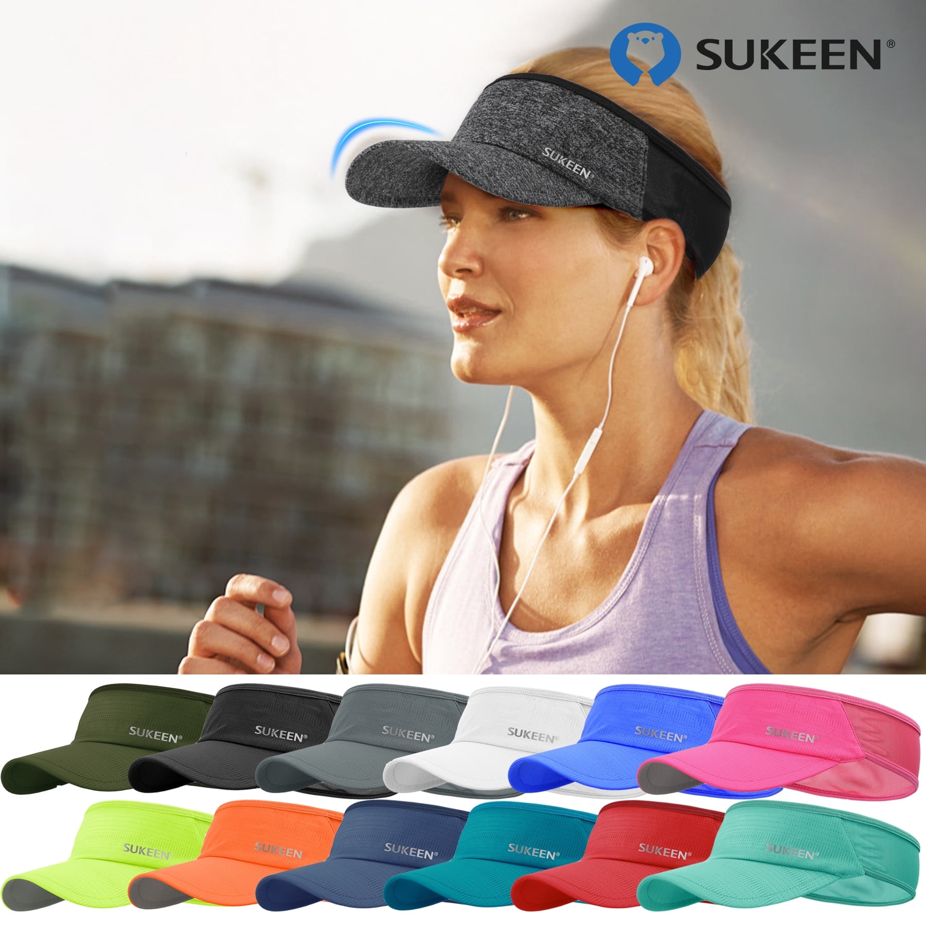 Sukeen Sport Sun Visor Women Men Lightweight Breathable Cooling ...