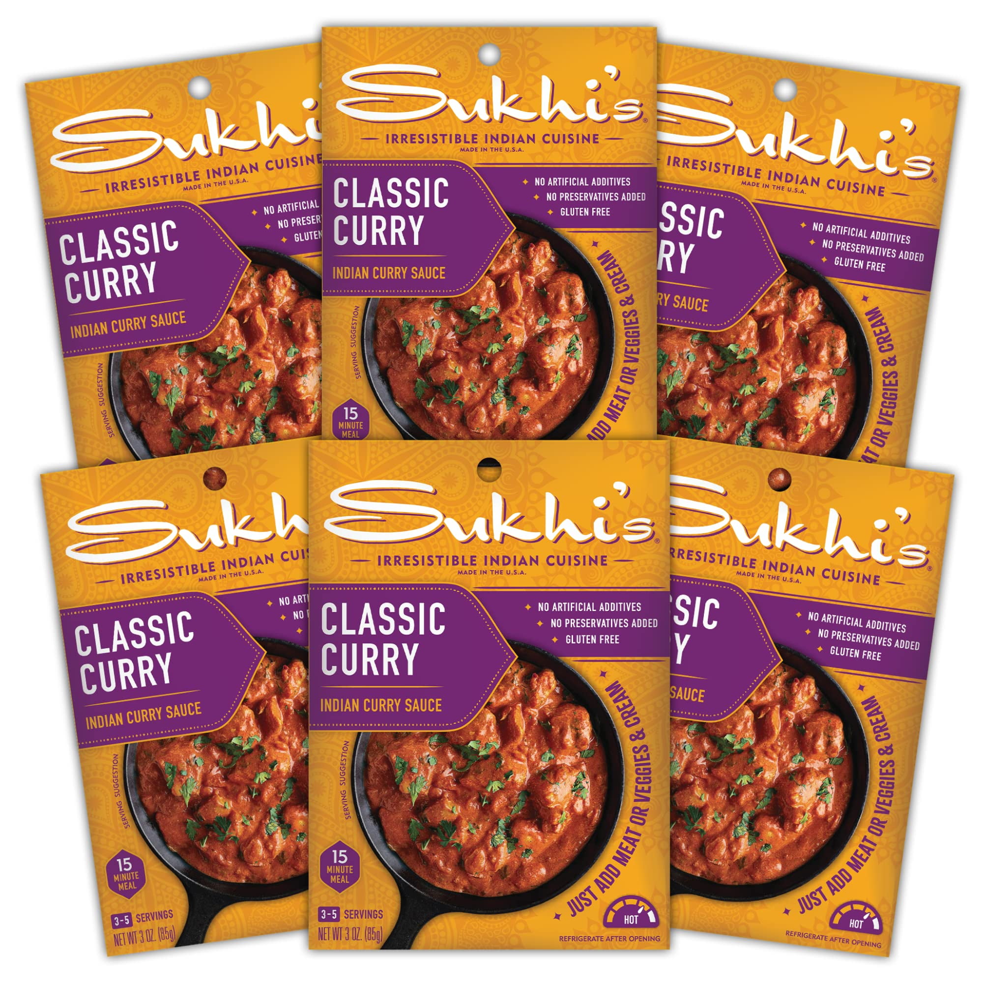 Sukhi's Gluten-Free Indian Sauce, Classic Curry, 3 Ounce (Pack of 6 ...