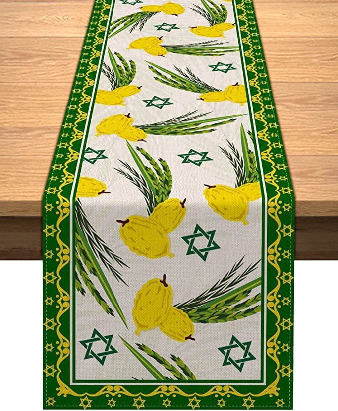 Sukkah Table Runner Sukkot ration Etrog Lulav Kosher Serving Kitchen ...