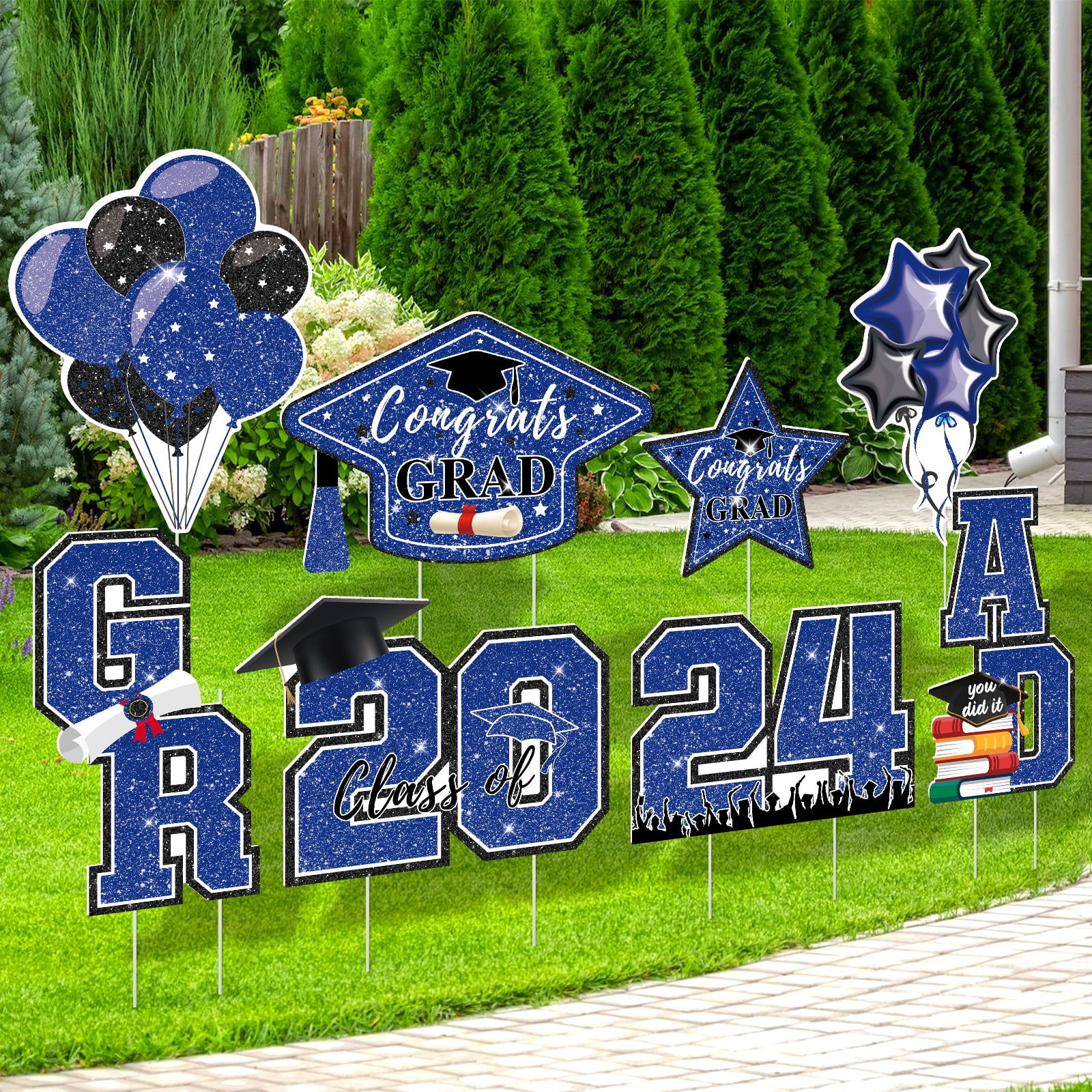 Suknil Graduation Yard Sign 8Pcs, Congrats Grad Decor Lawn, Durable ...