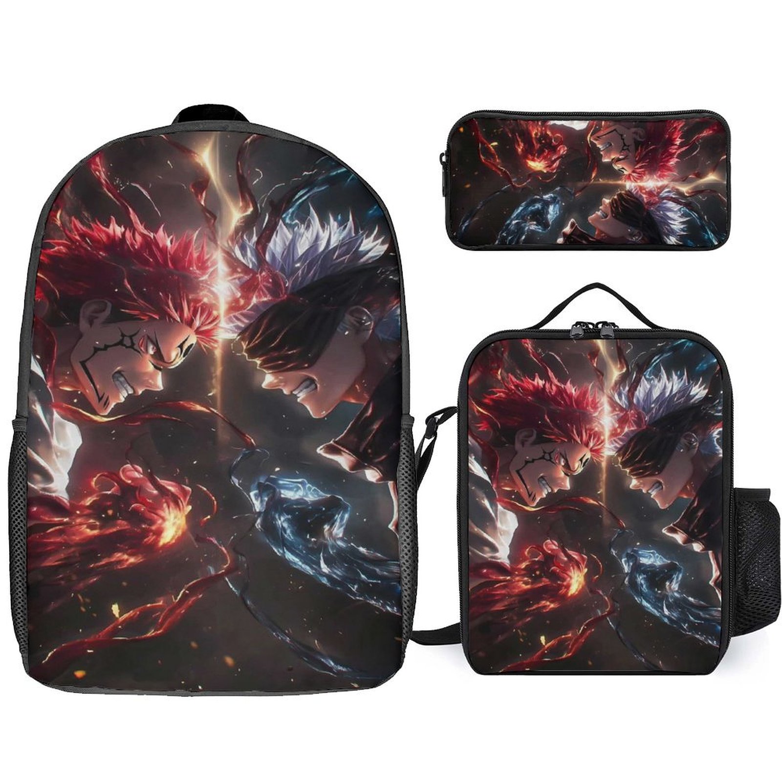 Sukuna Gojo Jujutsu Kaisen 17in Backpack 3 Piece Set Lightweight ...