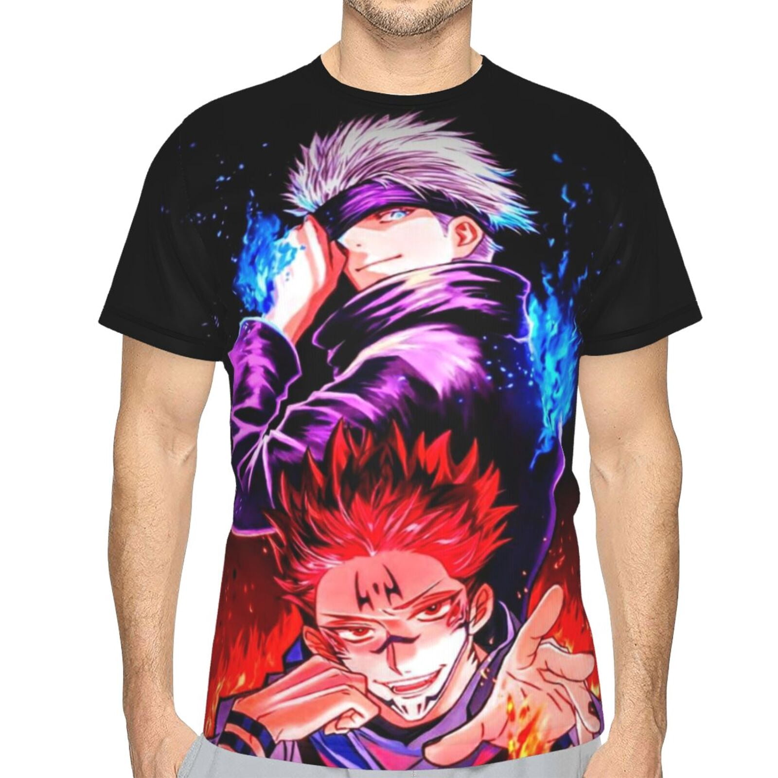 Sukuna Gojo Jujutsu Kaisen Men's T-Shirt Slim Fit Short Sleeve Shirts ...