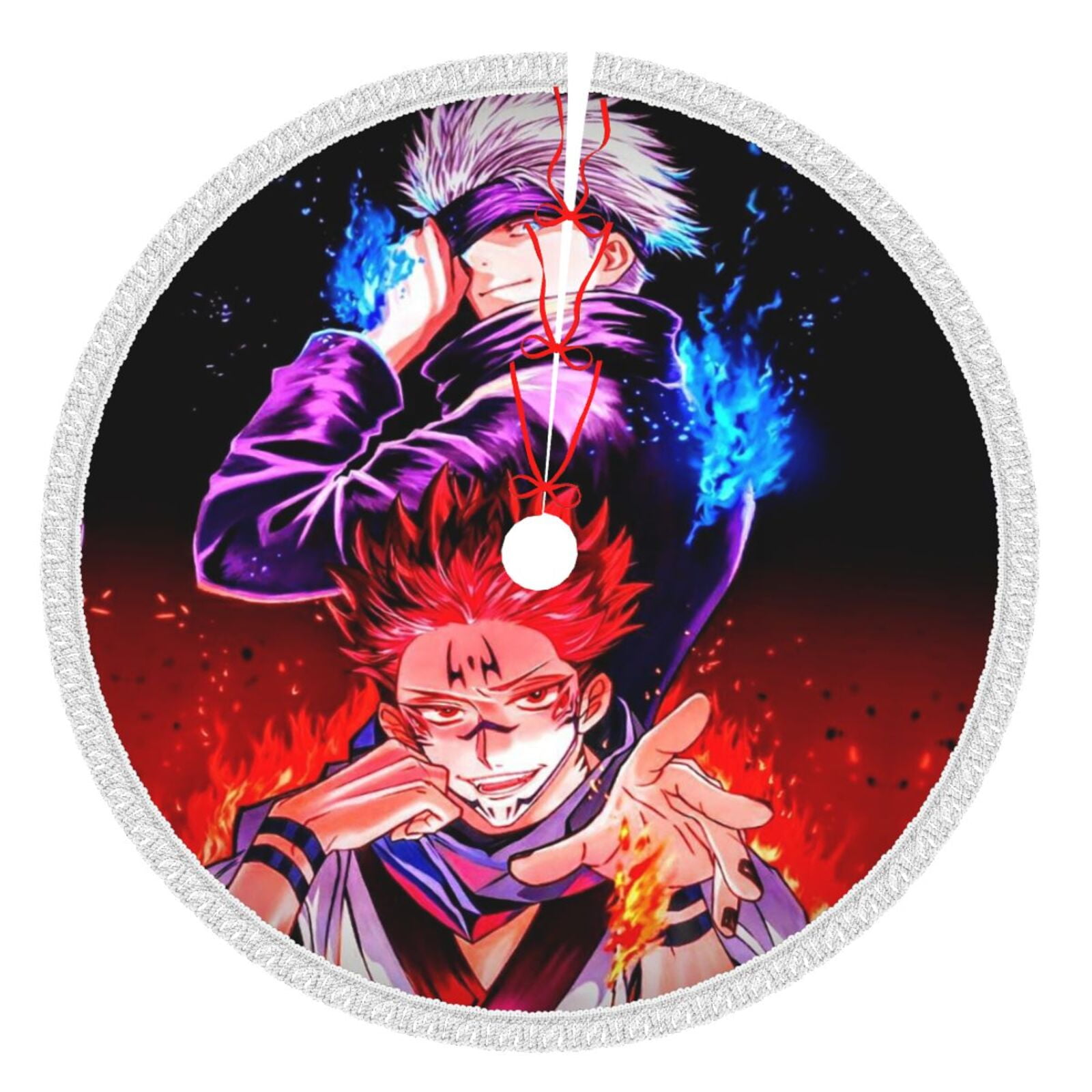 Sukuna Gojo Jujutsu Kaisen Tassel Christmas Tree Skirt Xmas Tree Mat ...