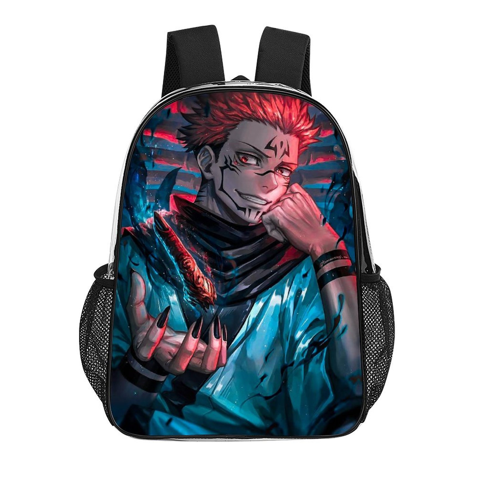 Sukuna Jujutsu Kaisen Transparent Bag Backpack 17 Inch Mesh Shoulder ...