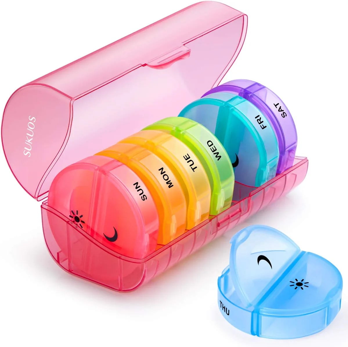 Sukuos 7-Day AM PM Pill Organizer - Large, Moisture-Proof Pill Box for ...