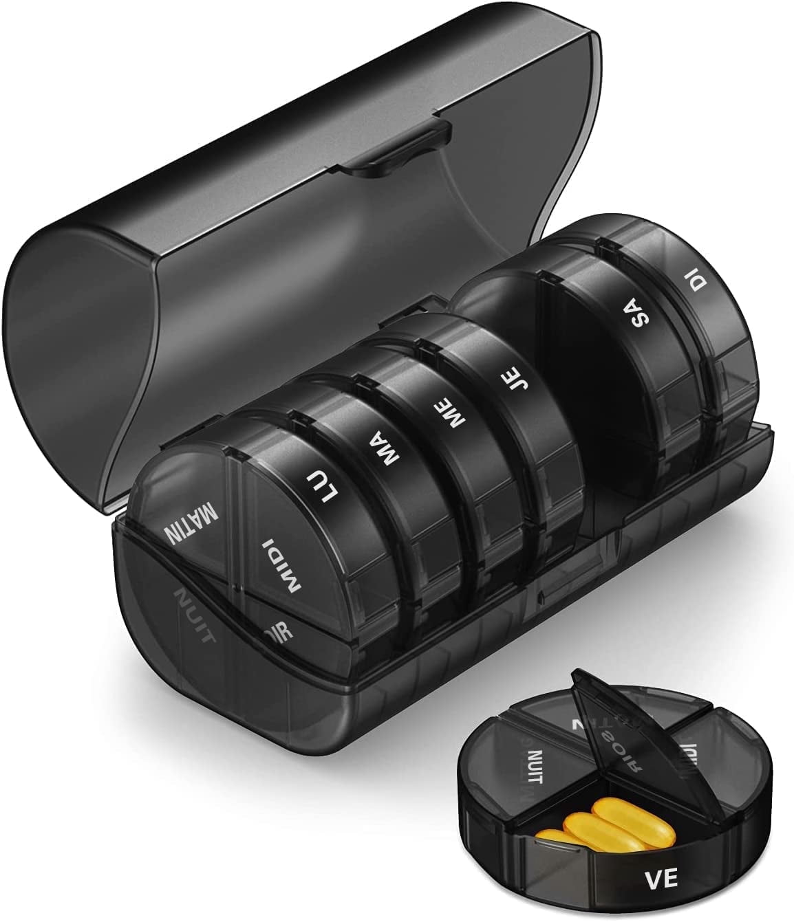 Sukuos 7-Day Weekly Pill Organizer with 4 Daily Compartments (Morning ...