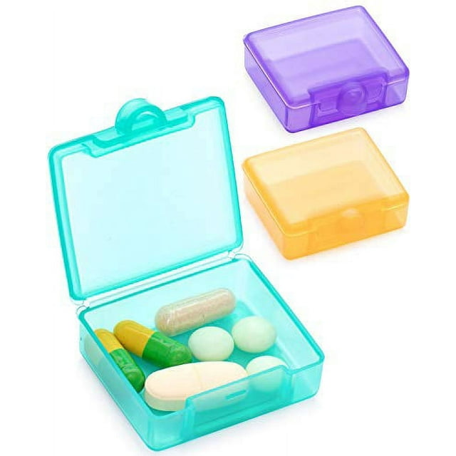 Sukuos Small Pill Box 3 pcs, Daily Pill Organizer, Portable, BPA Free ...