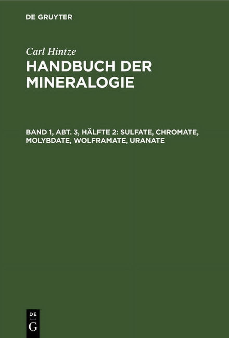Sulfate, Chromate, Molybdate, Wolframate, Uranate (Hardcover) - Walmart ...