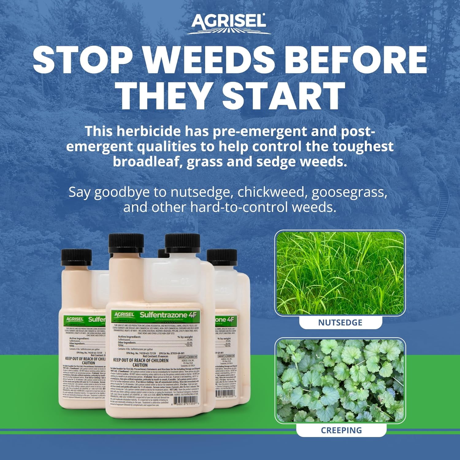 Sulfentrazone 4F Weed Killer, Pre-Emergent and Post-Emergent, Broad ...