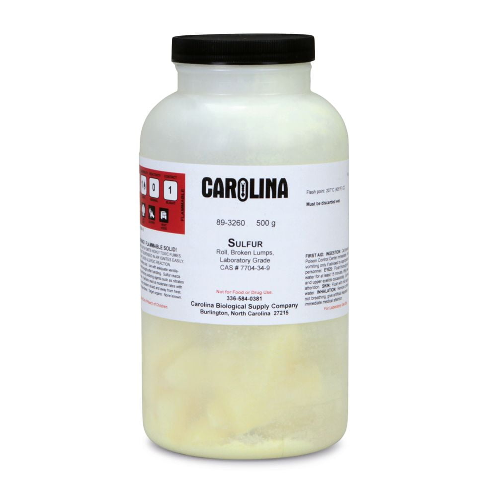 Sulfur, Broken Lumps, Laboratory Grade, 500 G - Walmart Business Supplies