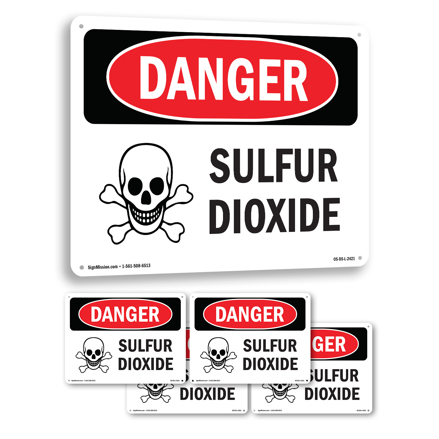 Sulfur Dioxide OSHA Danger Rigid Plastic Sign 10 Inch x 7 Inch - 5 Pack ...