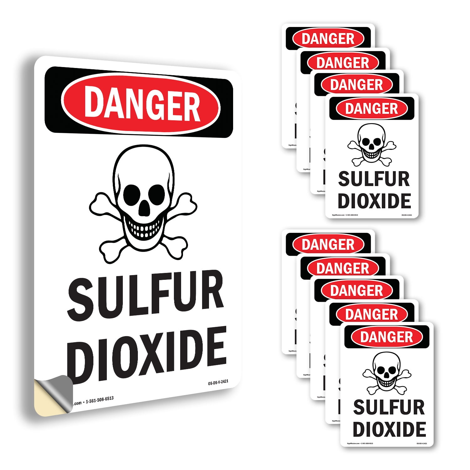 Sulfur Dioxide OSHA Danger Vinyl Decal Label 18 Inch x 12 Inch - 10 ...