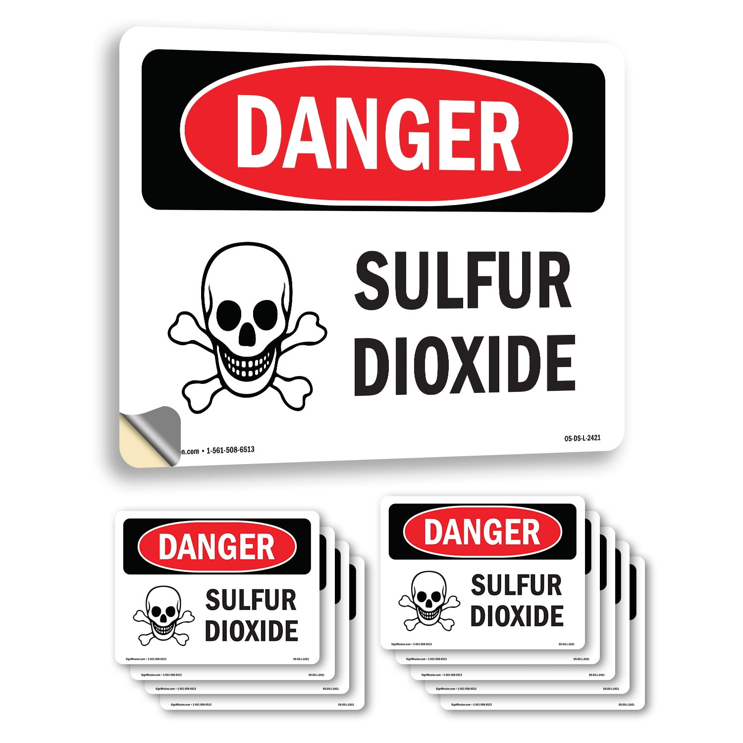 Sulfur Dioxide OSHA Danger Vinyl Decal Label 24 Inch x 18 Inch - 10 ...