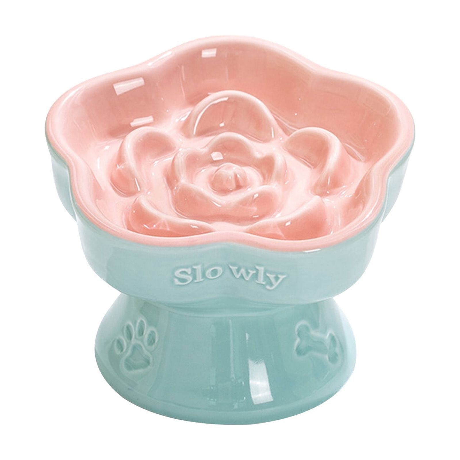 Sulgyt Pet Slow Feeder Bowl, Elevated and Tilted Ceramic Slow Feeder ...