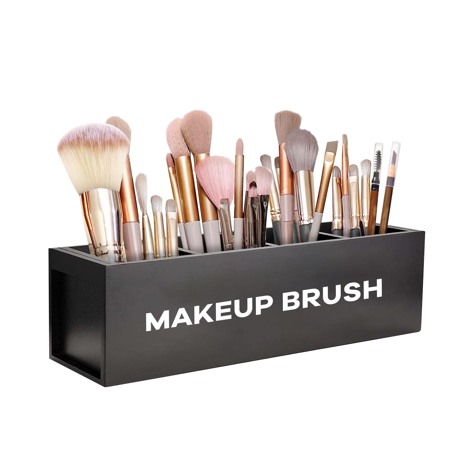 Suli Large Makeup Brush TSF6 Holder Organizer, Wooden Cosmetic Brushes ...