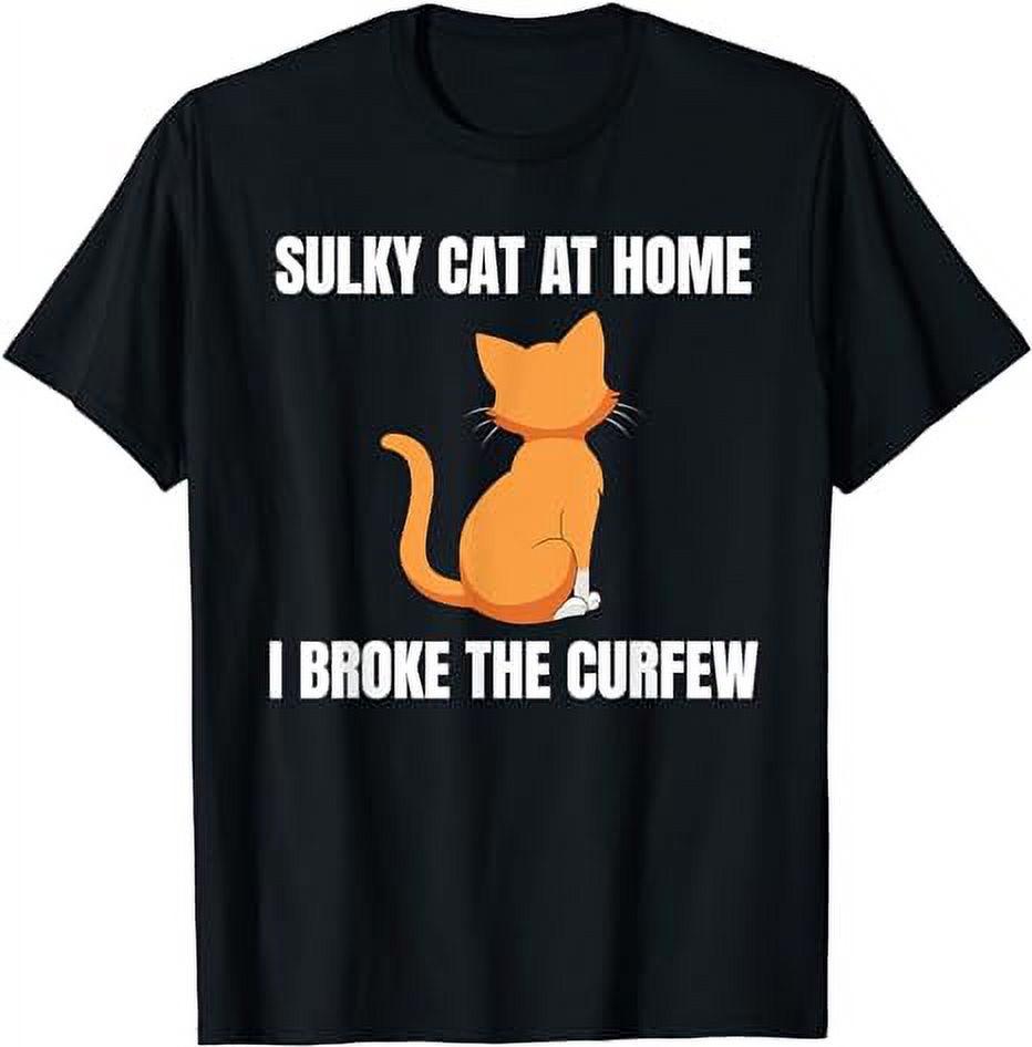 Sulky Cat at home - I broke the curfew | Cute Anime Cat T-Shirt ...