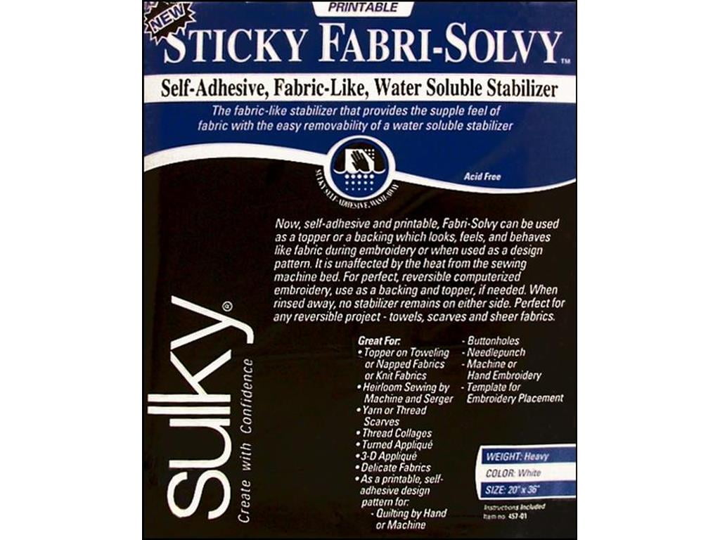 Sulky Sticky Fabri Solvy Stabilizer Pkg 20x36" - Walmart.com