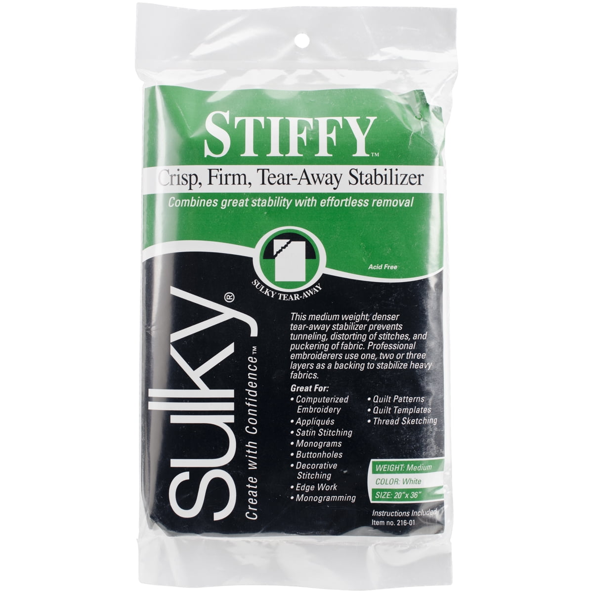 Sulky Stiffy Tear-Away Stabilizer-20"X36" - Walmart.com