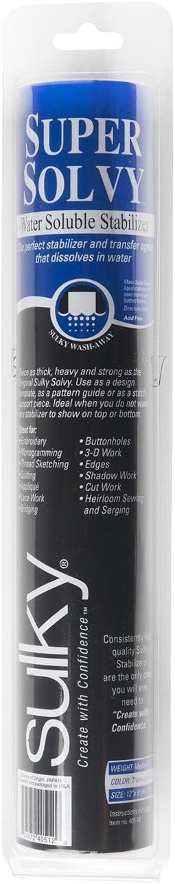 Sulky Super Solvy Water Soluble Roll stabilizer, 12" x 9 yd, 12" x9yd ...