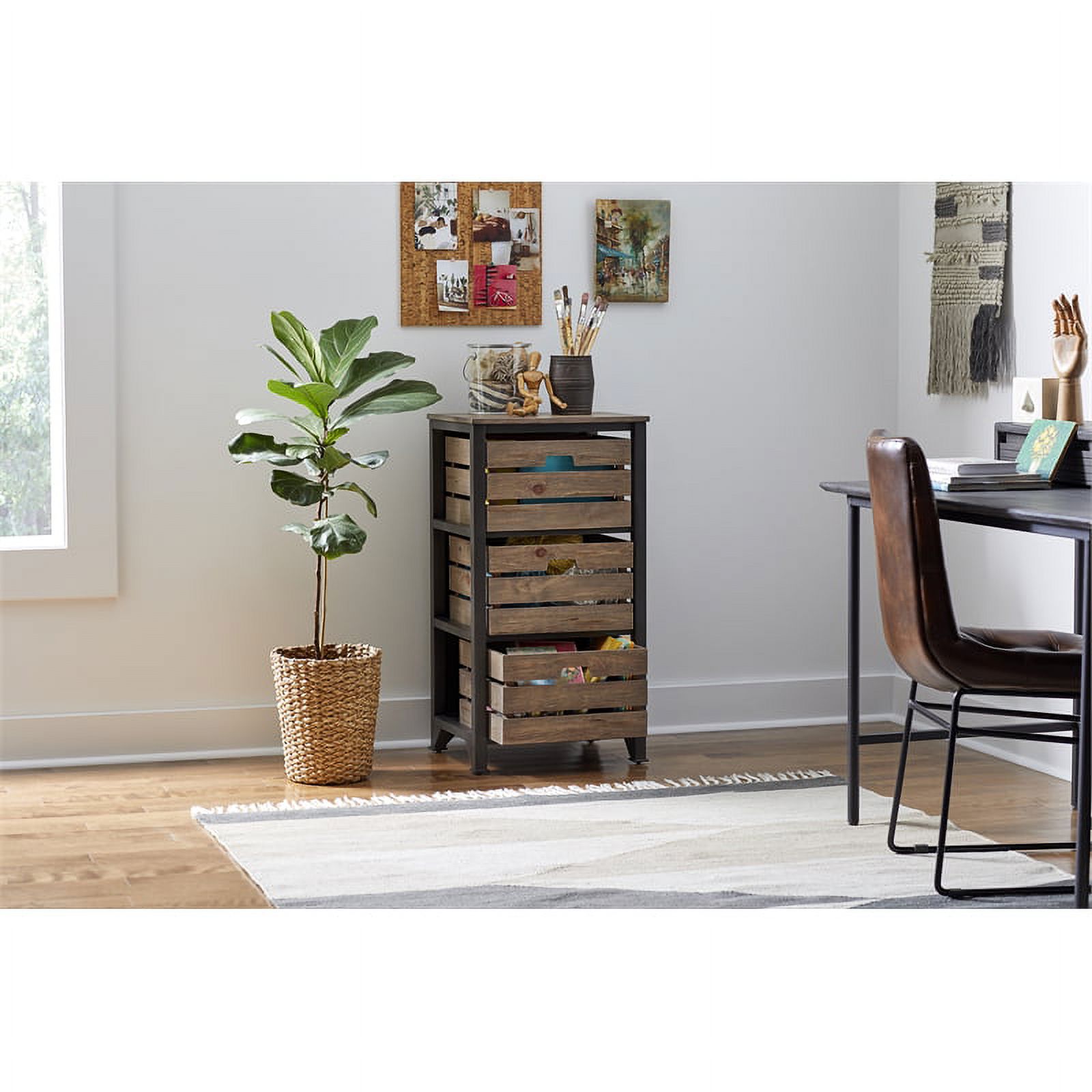 Sullivan Rustic Storage Chest With Removable Wood Crates Brown ...