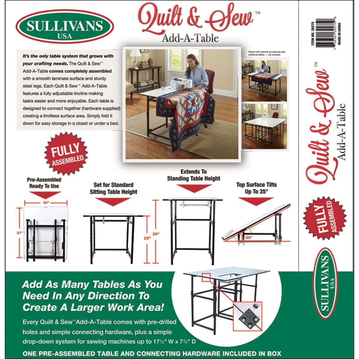 Sullivan's Quilt & Sew Add-A-Table-White FOB: MI - Walmart.com