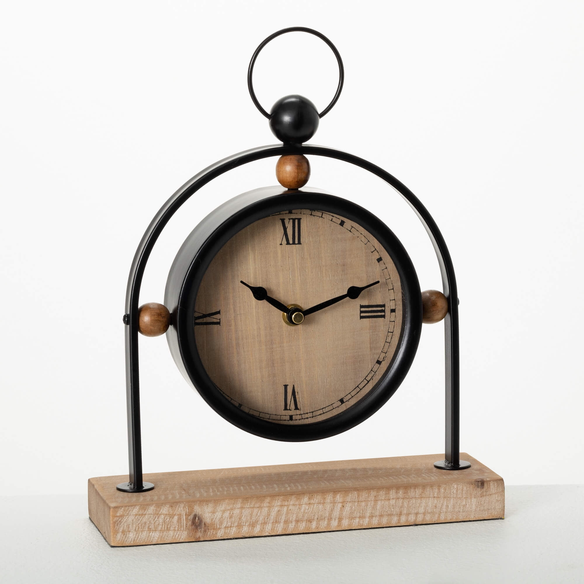 Sullivans 11.75" Modern Wood & Black Desk Clock - Walmart.com