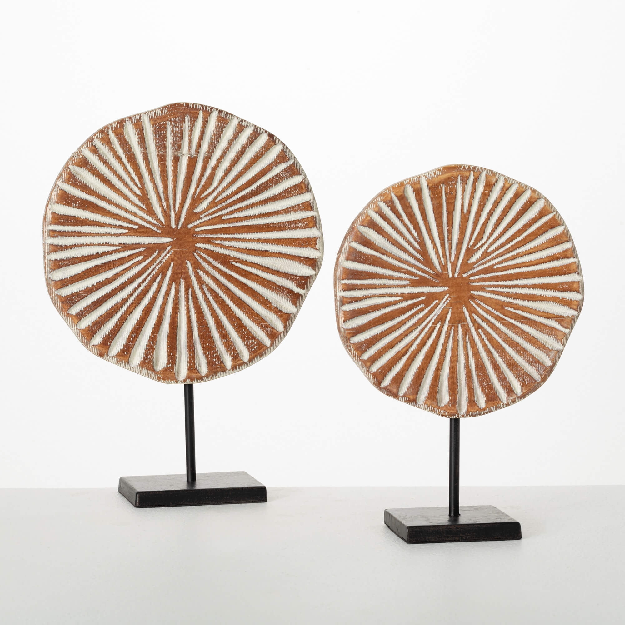 Sullivans 13.25" & 11.5" Round Wooden Disc Decor Set of 2 - Walmart.com