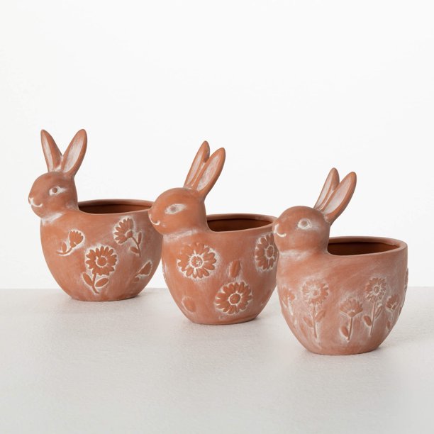 Sullivans 5.75" Terracotta Bunny Planter Set of 3 - Walmart Business ...