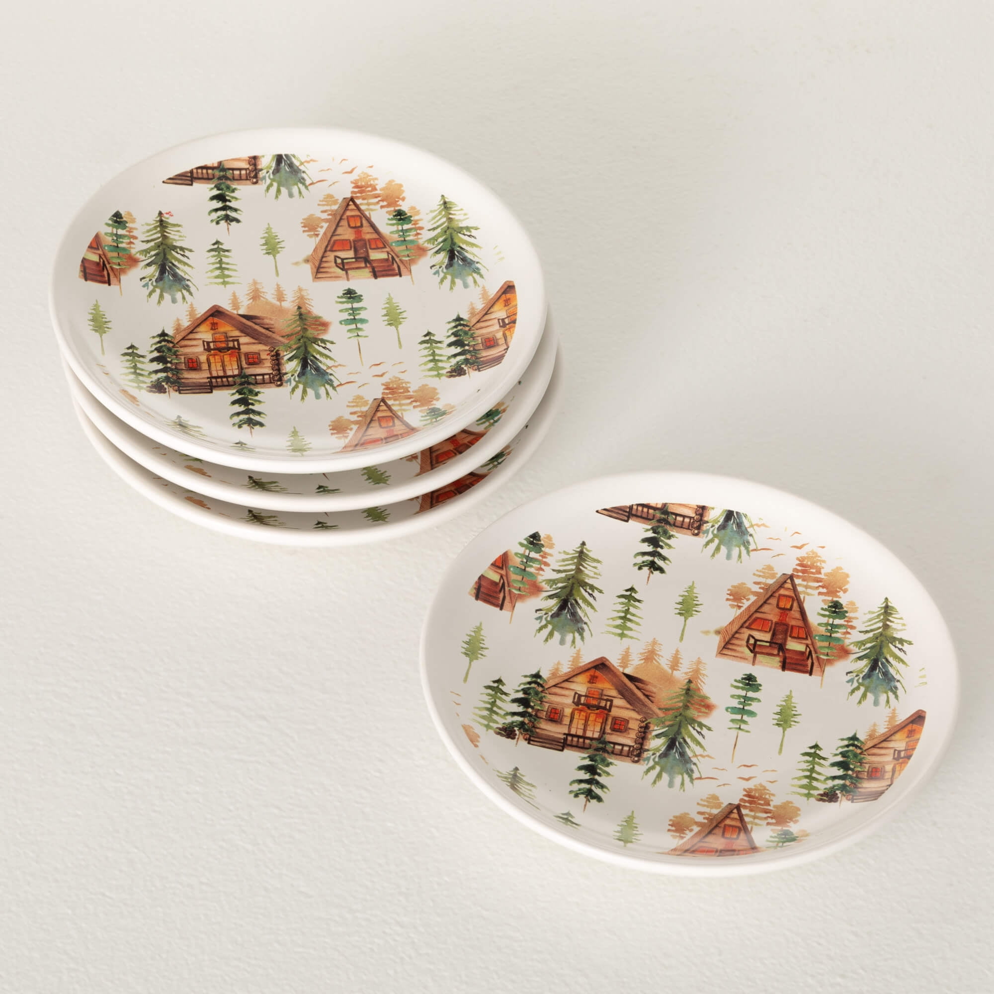 Sullivans 8" Rustic Cabin Snack Plate Set of 4, Ceramic - Walmart.com