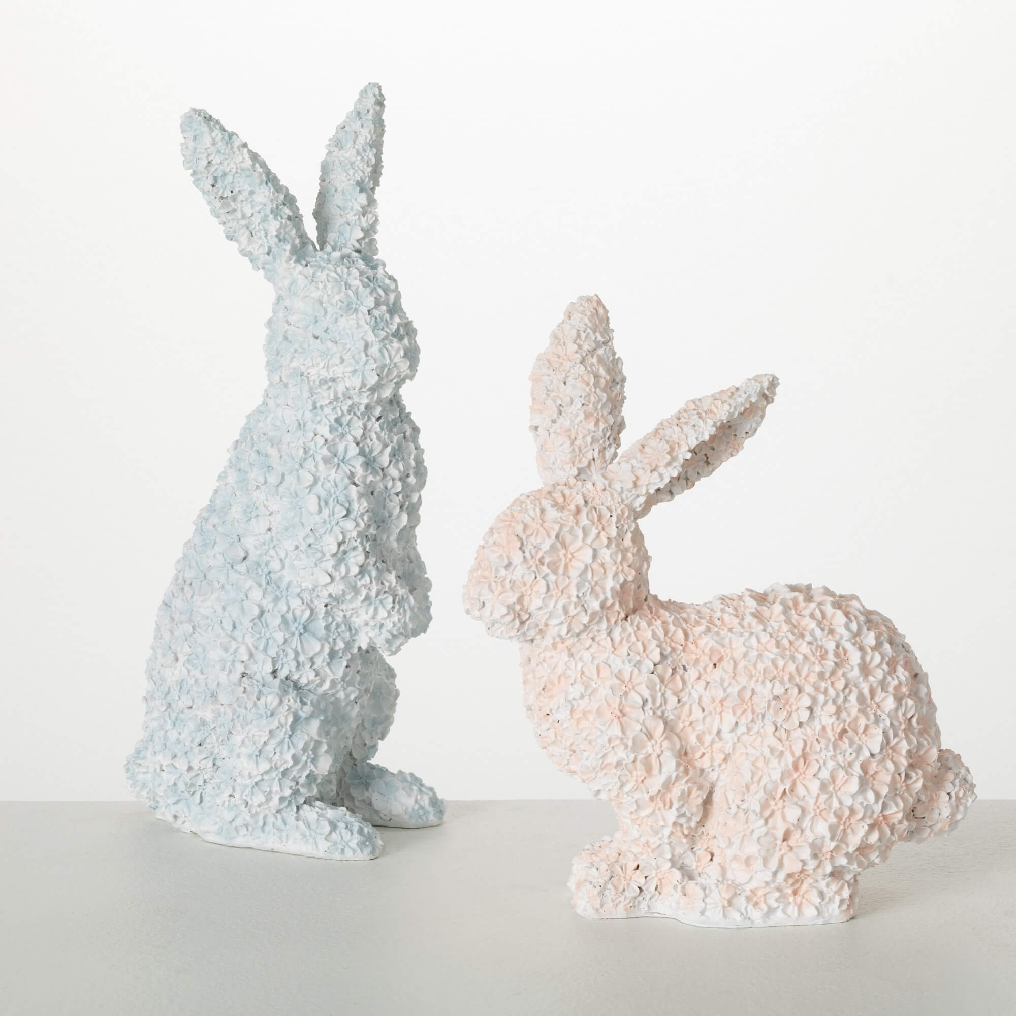 Sullivans 9" & 12" Floral Bunny Figurine Set of 2, Resin - Walmart.com