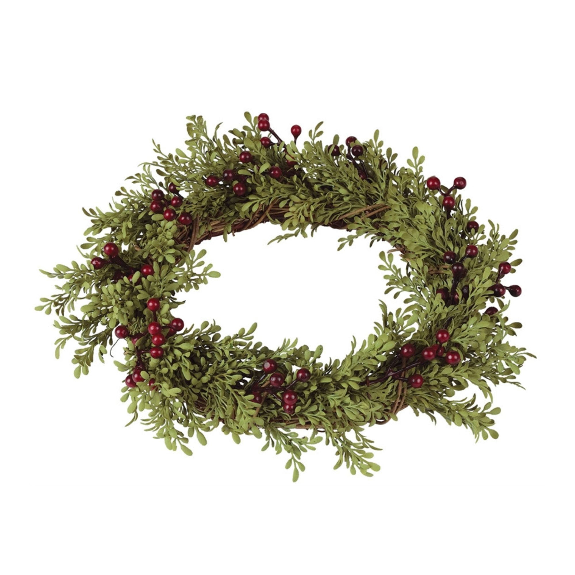 Sullivans Artificial Mini Leaf with Berries Accent Wreath 13.5"H Green ...