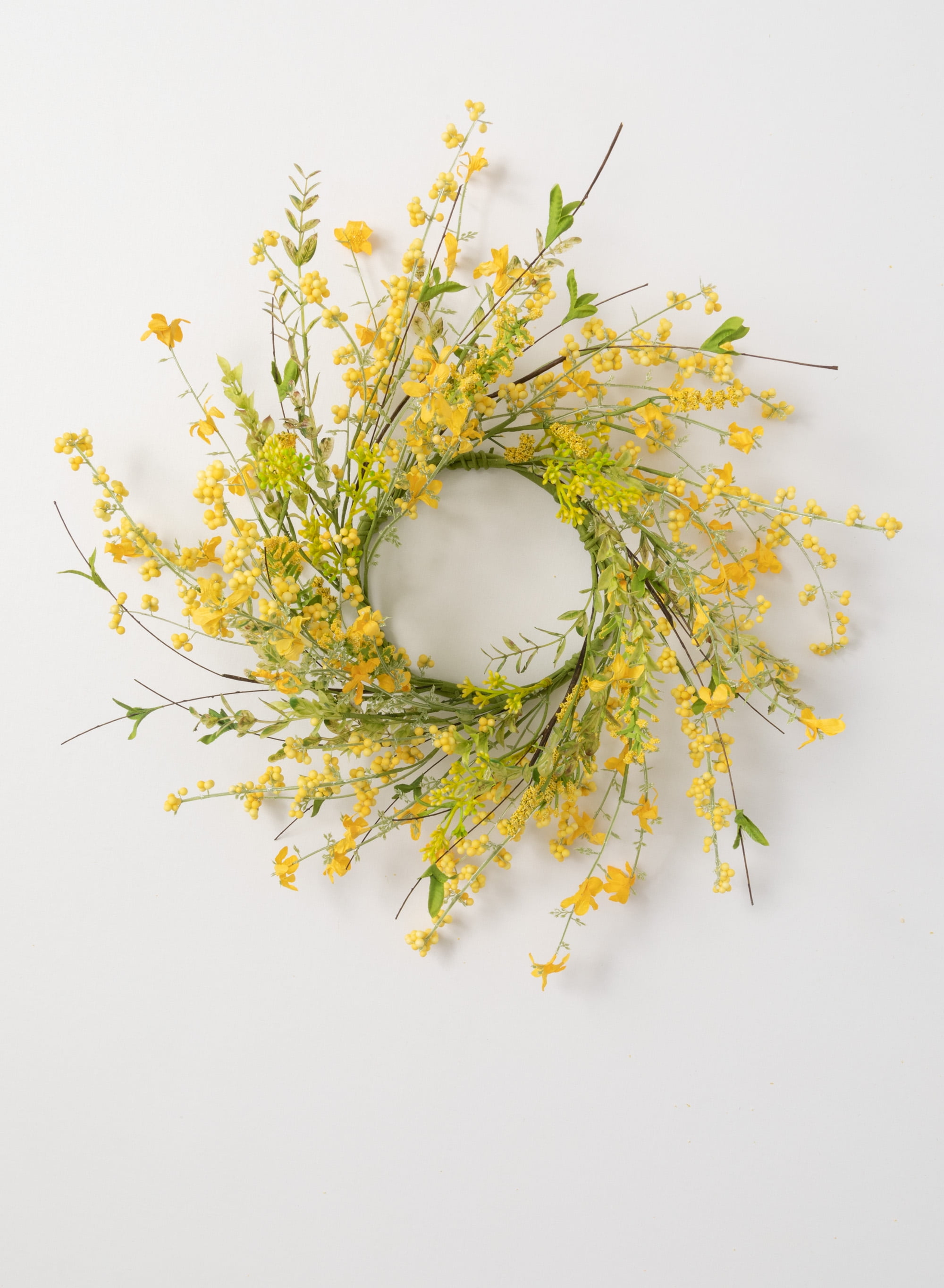 Sullivans Artificial Yellow Wispy Wreath 12.75"W Green - Walmart.com