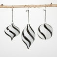 Sullivans Black Striped Ornament Multicolor 4.5"H Glass Set of 3 ...