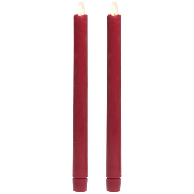 Sullivans Candle Impressions 9" Red Wax Dipped LED Tapers - Set of 2 ...