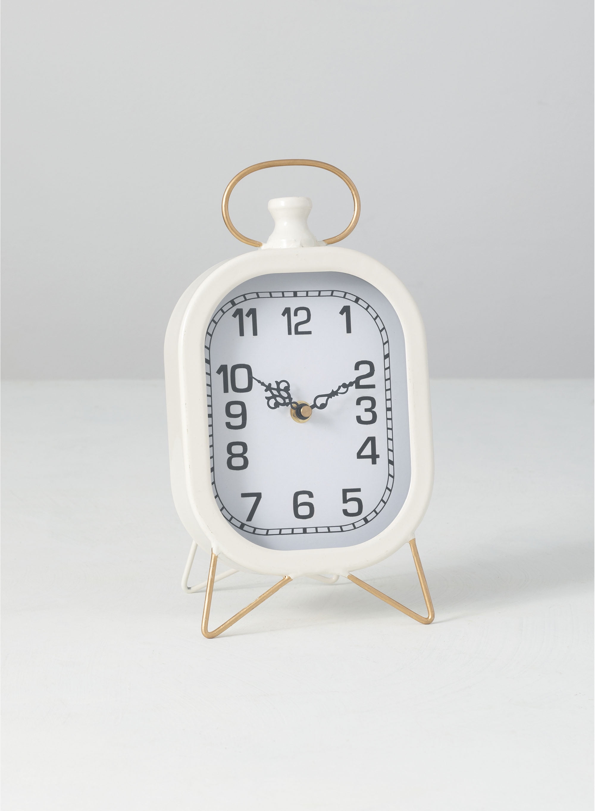 Sullivans Decorative White Analog Desk Clock with Gold Legs, Small ...