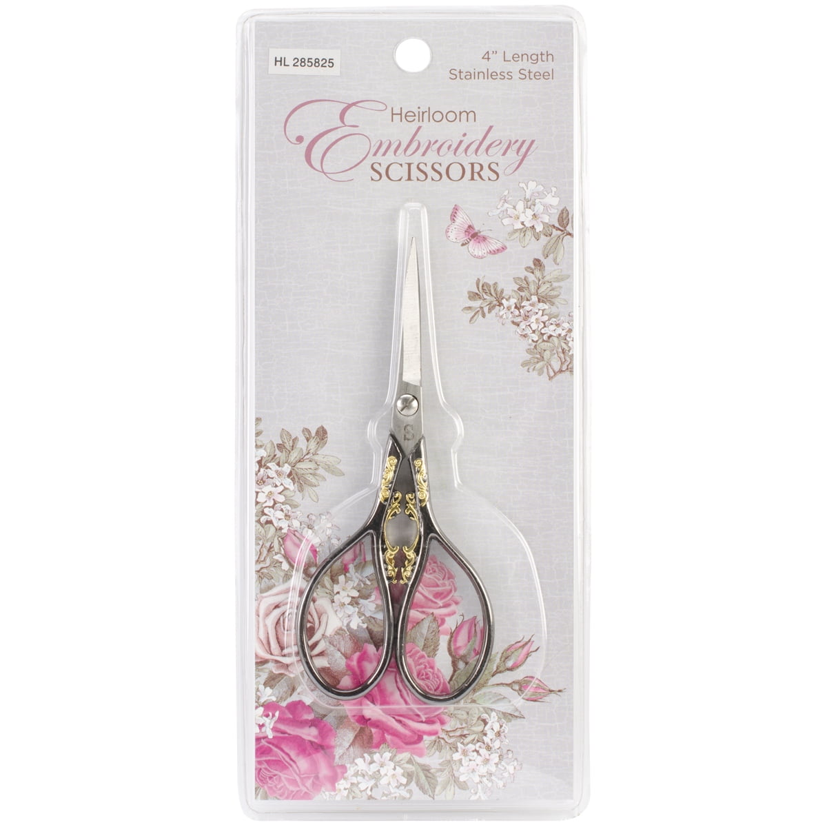 Sullivans Heirloom Embroidery Scissors 4"-Gunmetal & Gold Teardrop ...