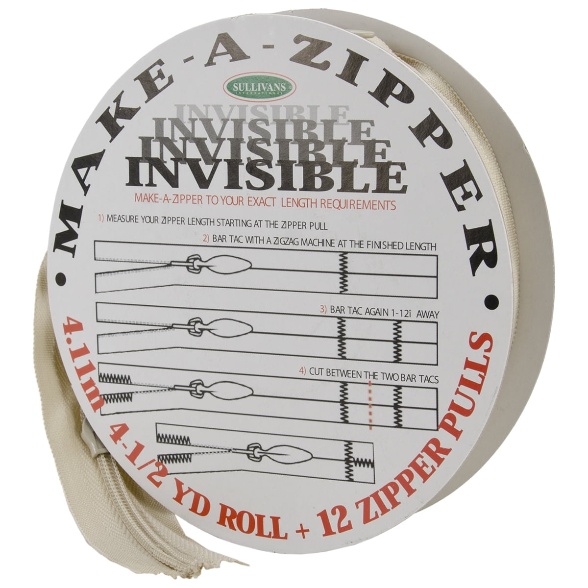 Sullivans Make-A-Zipper Kit Invisible, 4-1/2 Yds - Walmart.com